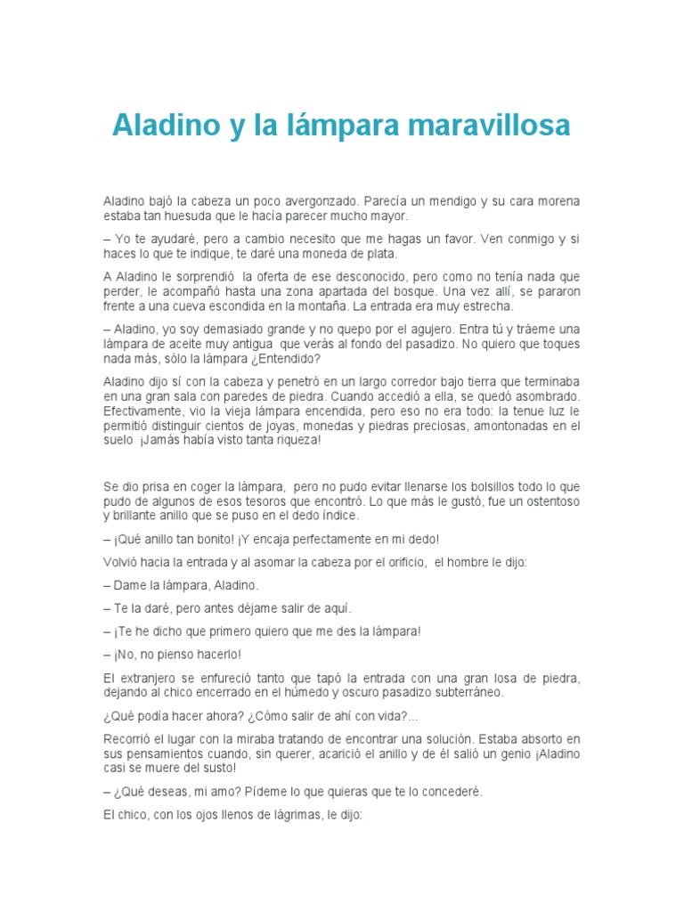 Aladino y La Lámpara Maravillosa | PDF | Naturaleza