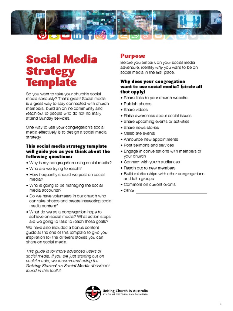 Social Media Strategy Template: Purpose | PDF | Social Media | Popular ...