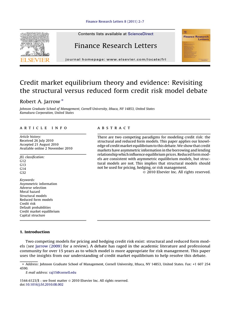 Credit Market Equilibrium Theory and Evidence Revisiting The Structural ...