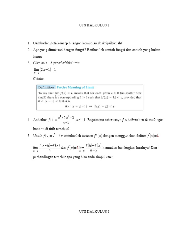 Uts Kalkulus I | PDF