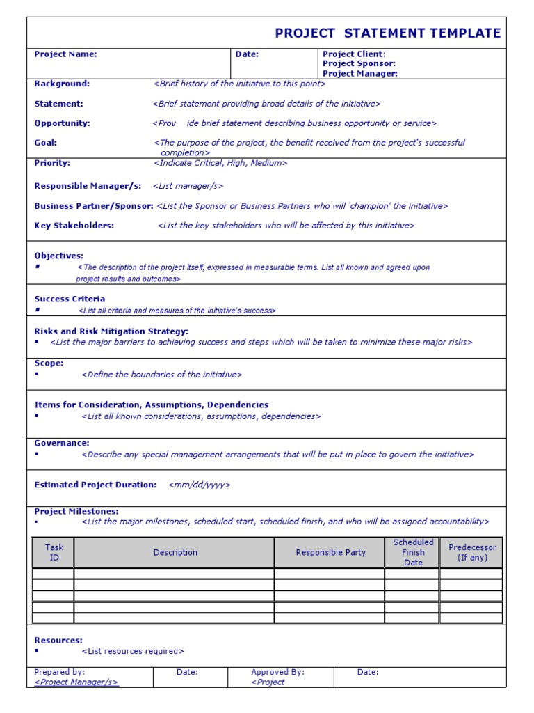 Project Statement Template Guide | PDF | Business | Science