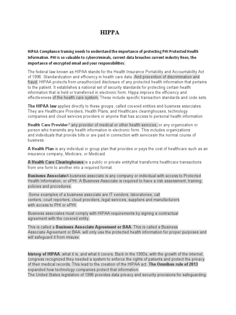 HIPPA | PDF | Health Insurance Portability And Accountability Act ...