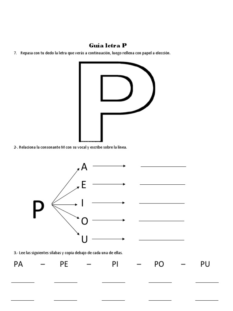 Guía de actividades con la letra P | PDF