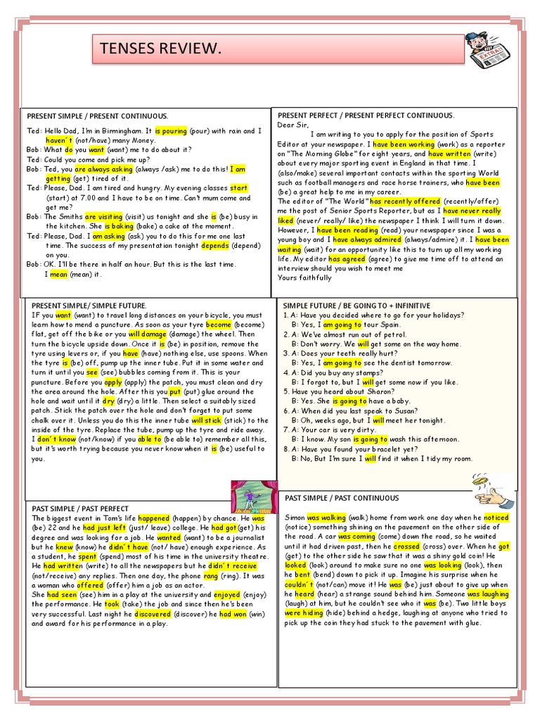 GRAMMAR 1 Tenses-Review | PDF