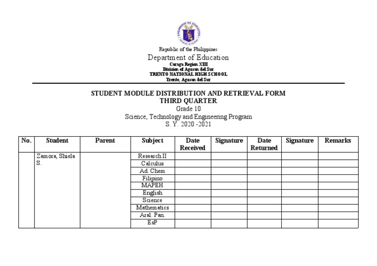 Distribtion and Retrieval Form | PDF
