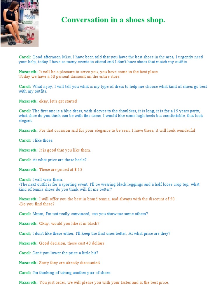 Conversation in A Shoes Shop New | PDF