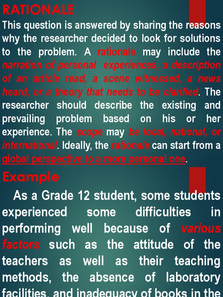 Research PPT Rationale | PDF | Science | Communication