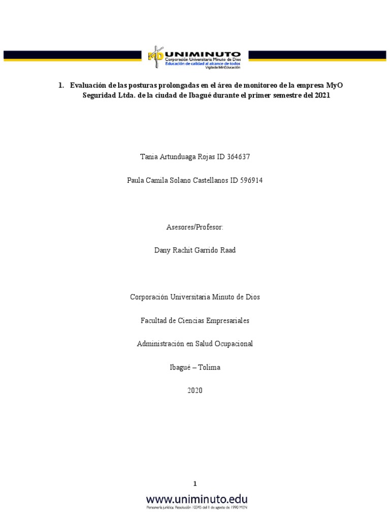 1.evaluación de Las Posturas Prolongadas en El Área de Monitoreo de La Empresa MyO Seguridad ...