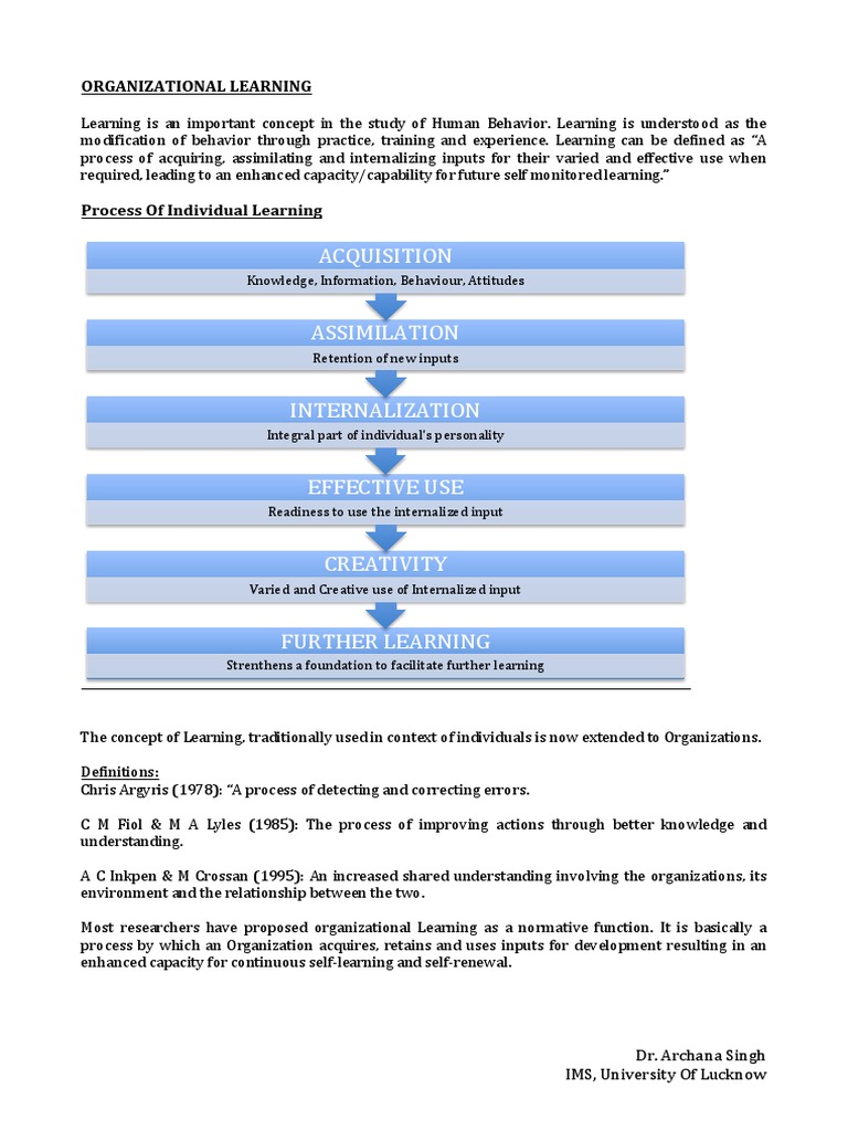 Organizational Learning | PDF | Learning | Leadership