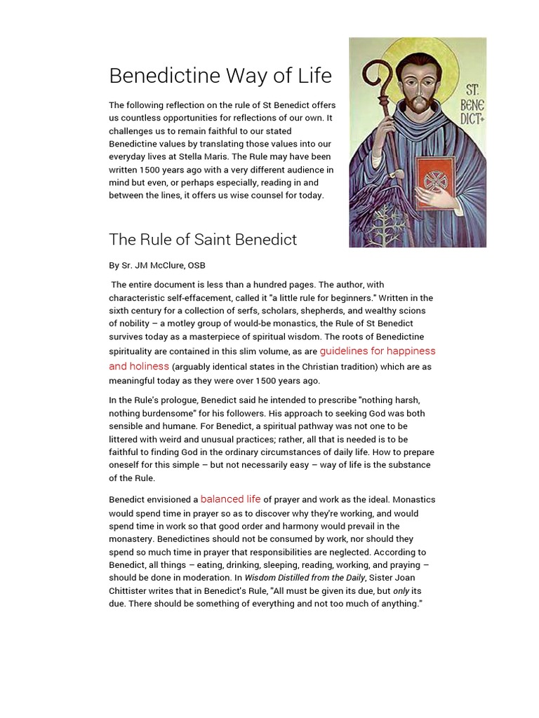 Benedictine Way of Life: The Rule of Saint Benedict | PDF | Prayer ...