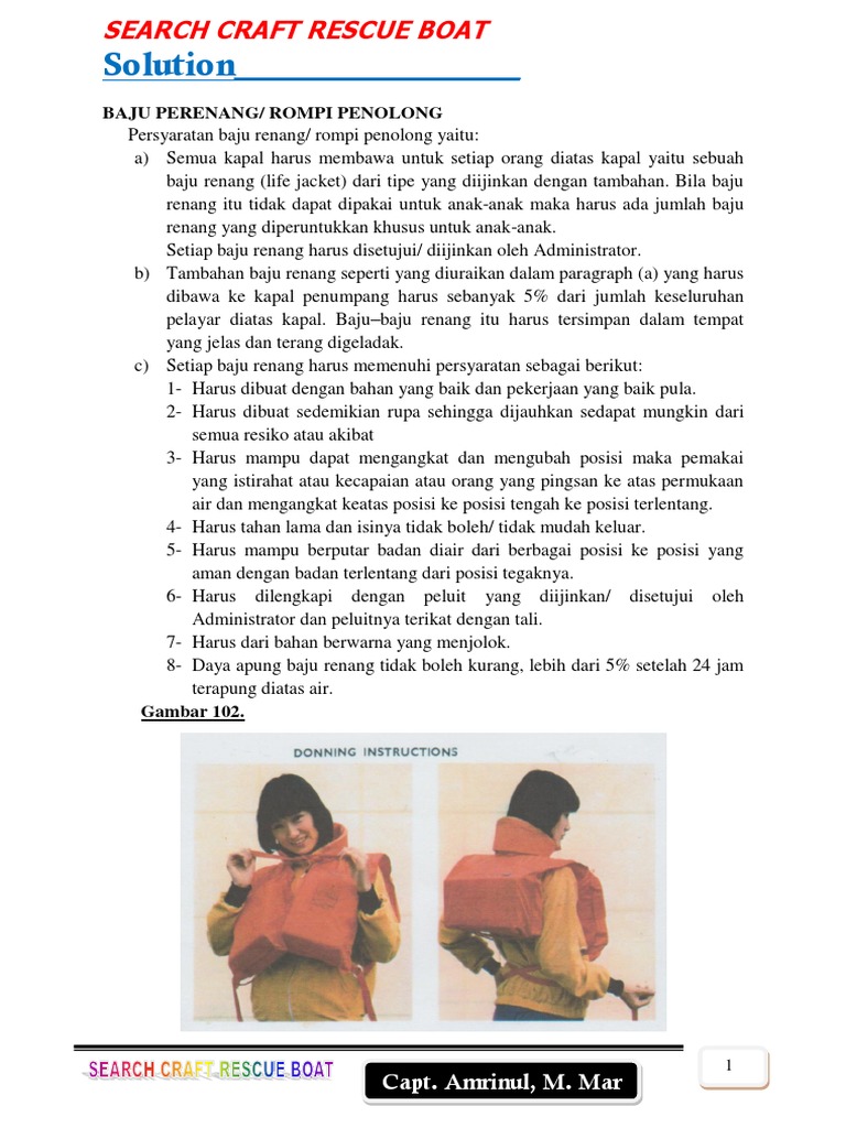 SCRB - Isi Materi (H1) - Rompi Atau Baju Penolong (Alat Keselamatan Kapal) | PDF