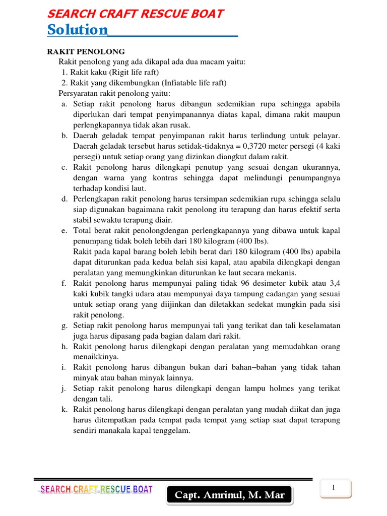 SCRB - Isi Materi (H1) - Rakit Penolong (Alat Keselamatan Kapal) | PDF