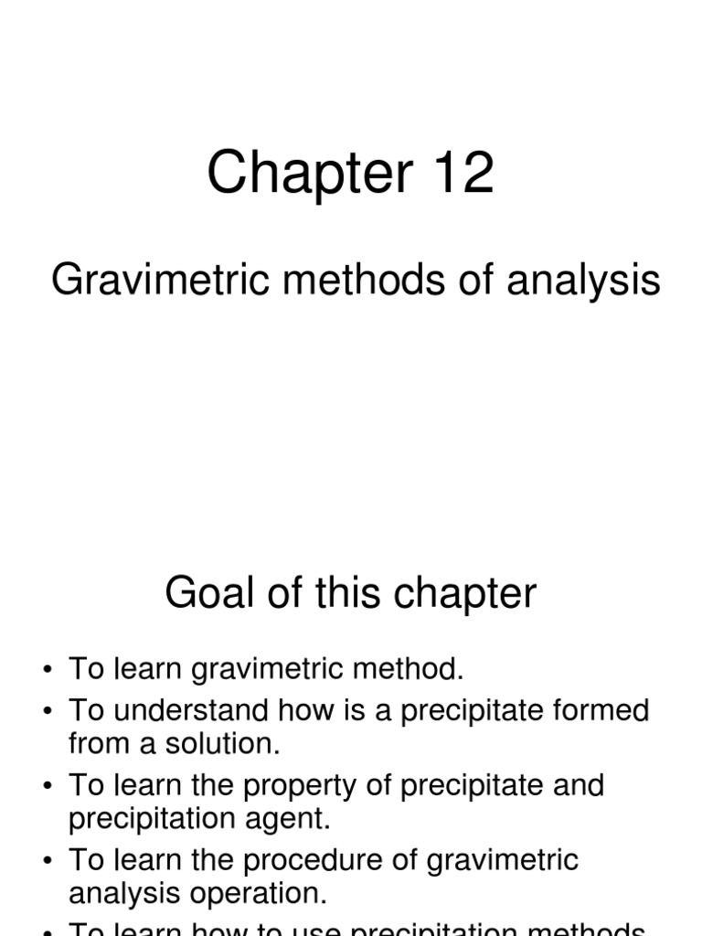 Chapter 12 Gravimetric Analysis | PDF | Precipitation (Chemistry) | Chemistry