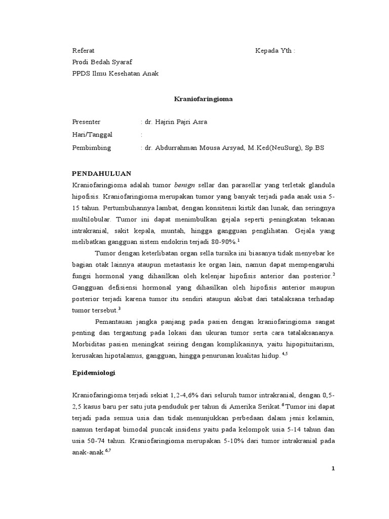 Referat Kraniofaringioma | PDF