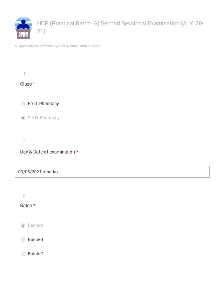 HCP (Practical Batch-A) Second Sessional Examination (A. Y. 20 - 21) | Download Free PDF | Yarn ...