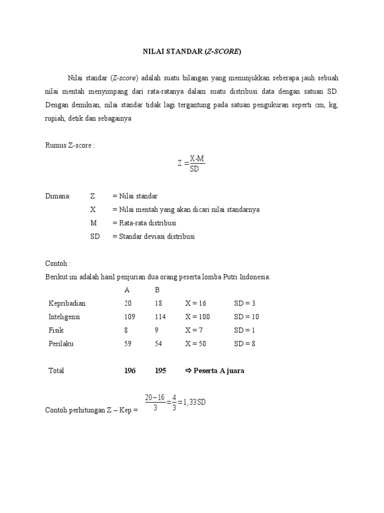 Nilai Standar Dan Kurve Normal | PDF