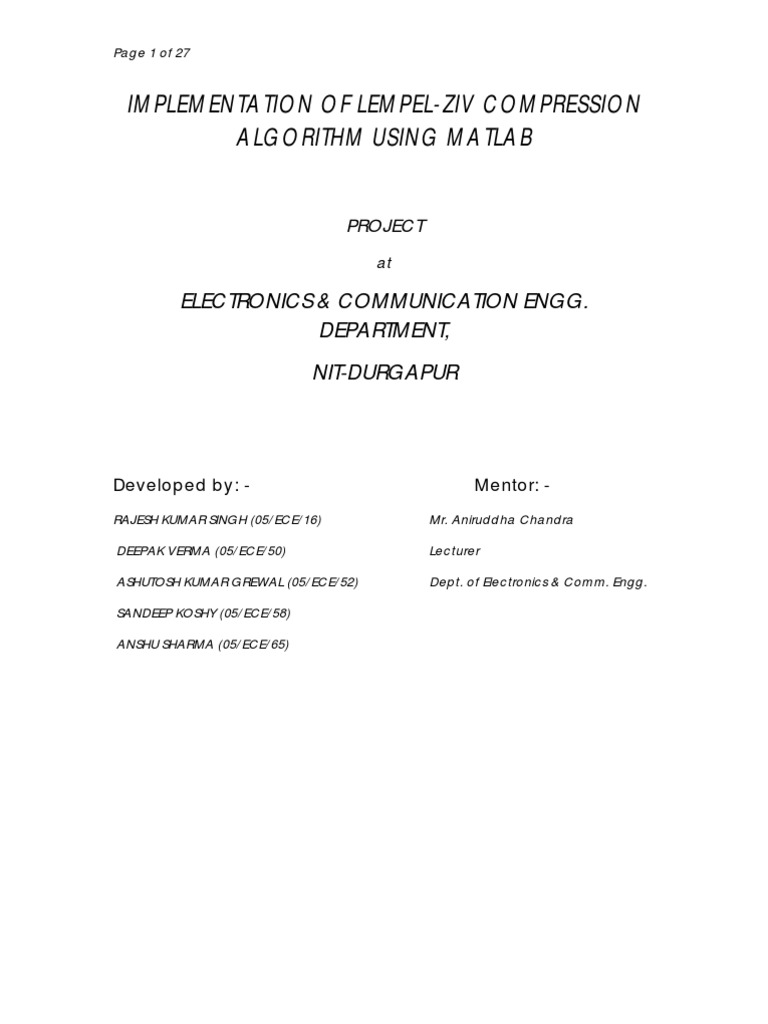 LZW Project | PDF | Data Compression | Mathematical Concepts