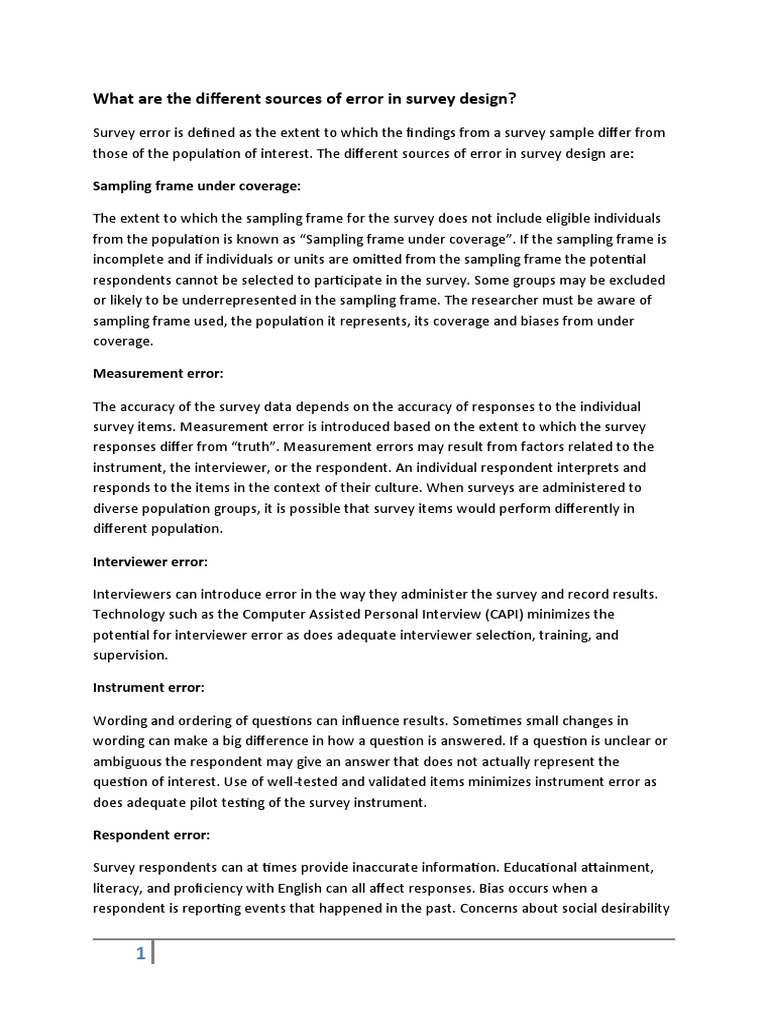 Errors in Survey Design | PDF | Survey Methodology | Sampling (Statistics)
