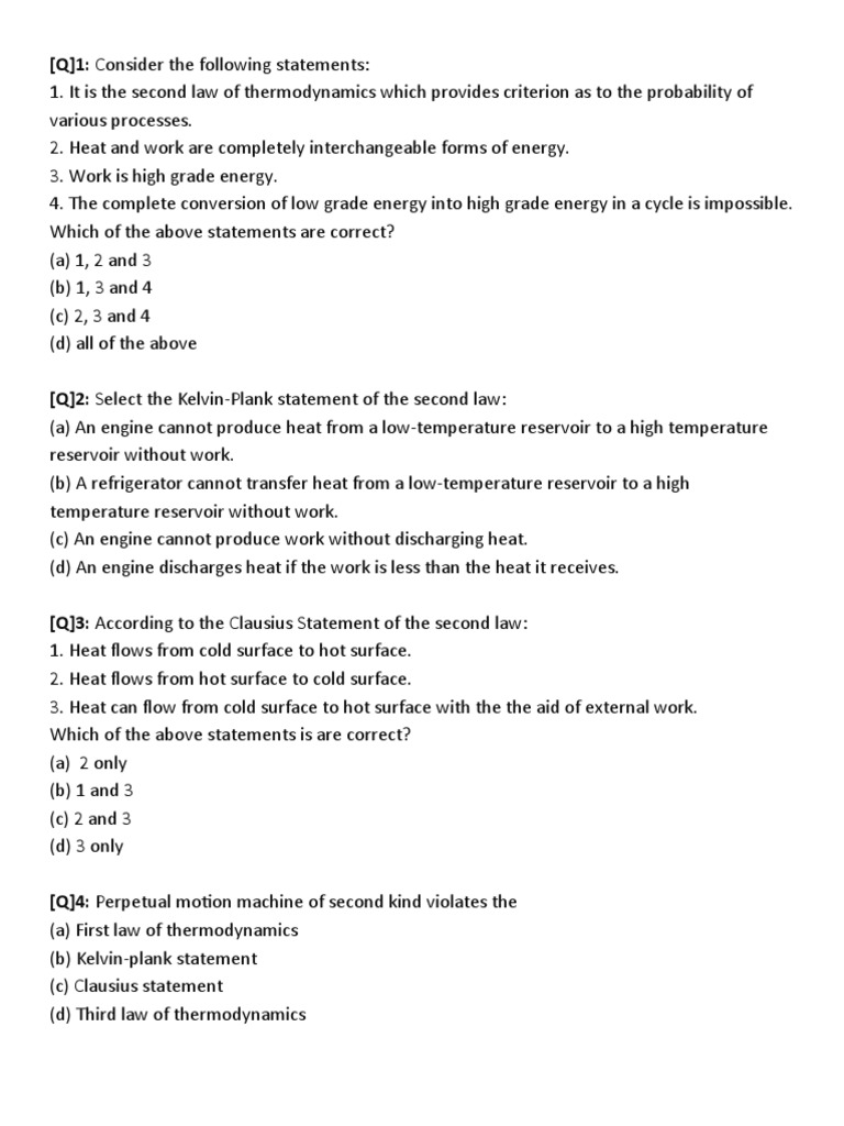 Thermo Test 2 | PDF | Second Law Of Thermodynamics | Heat