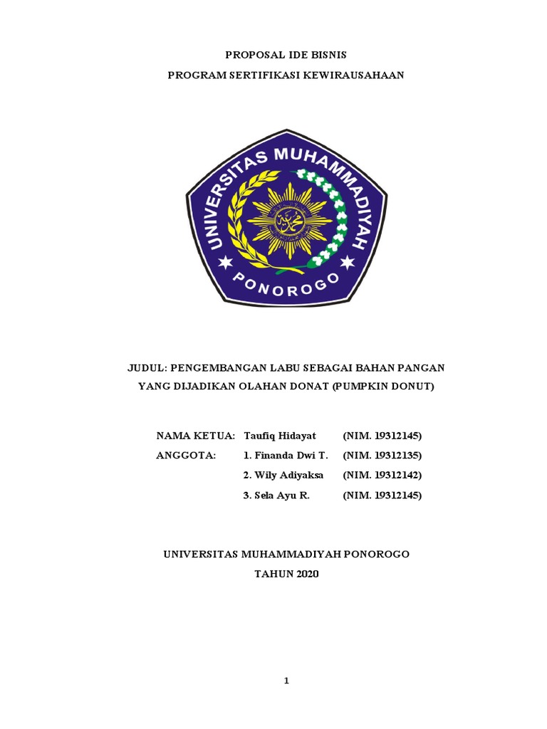 Proposal Ide Bisnis Pumpkin Donut | PDF