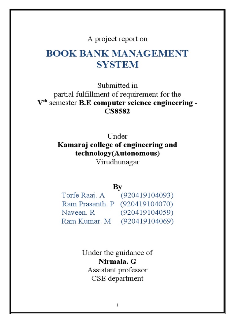 Book Bank Management System: A Project Report On | PDF | Computing ...