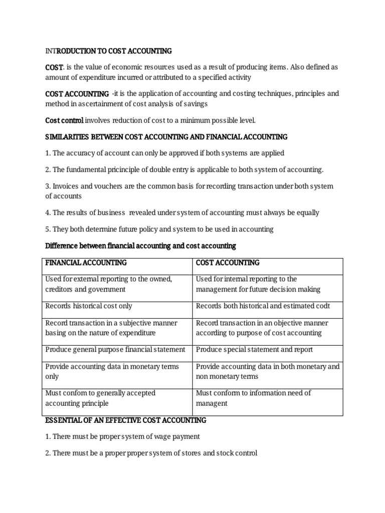 4527 Cost Accounting Notes 2nd Year | PDF