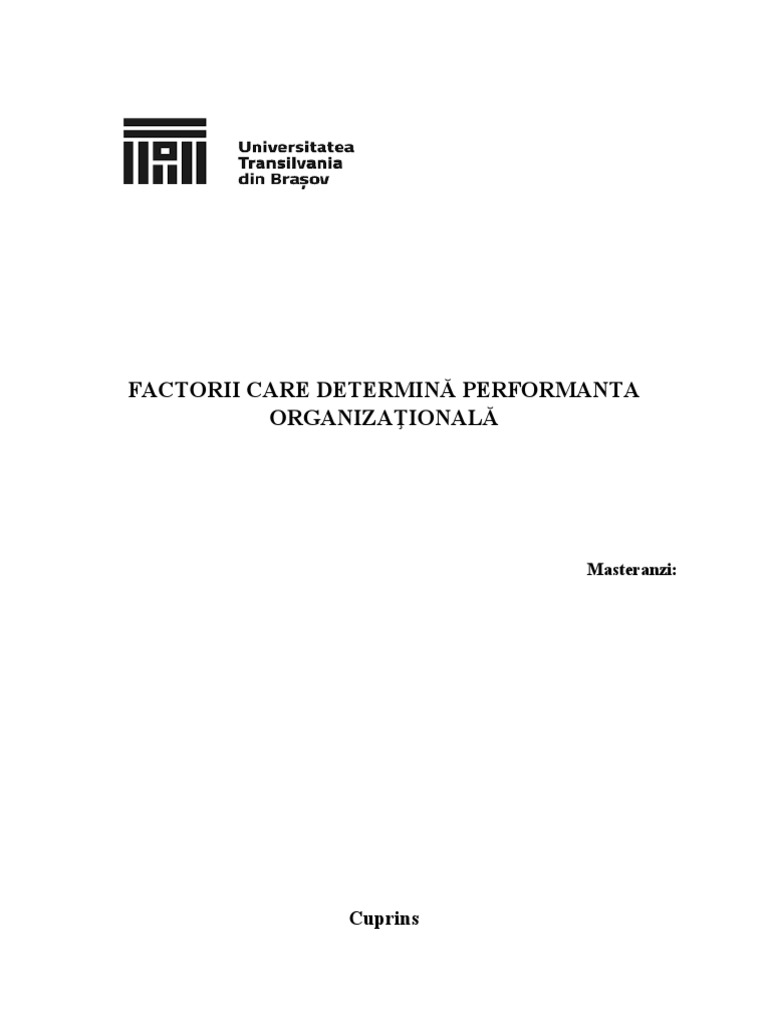 Factorii Care Determină Performanta Organizaţională | PDF