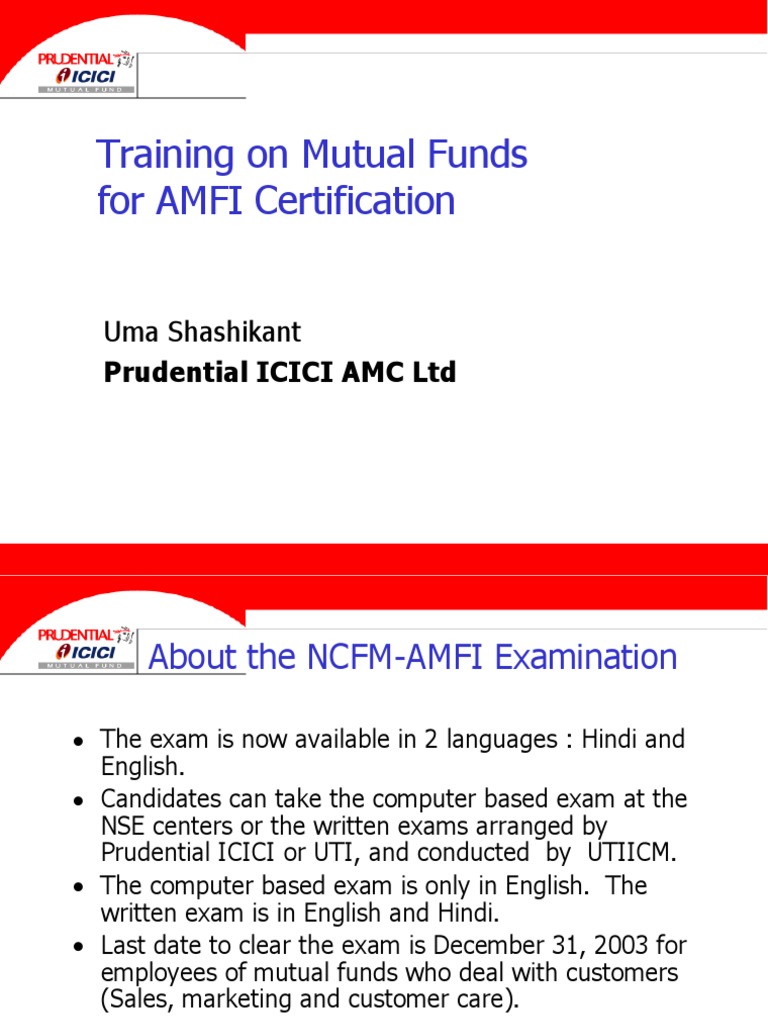 Training On Mutual Funds For AMFI Certification: Uma Shashikant | PDF ...