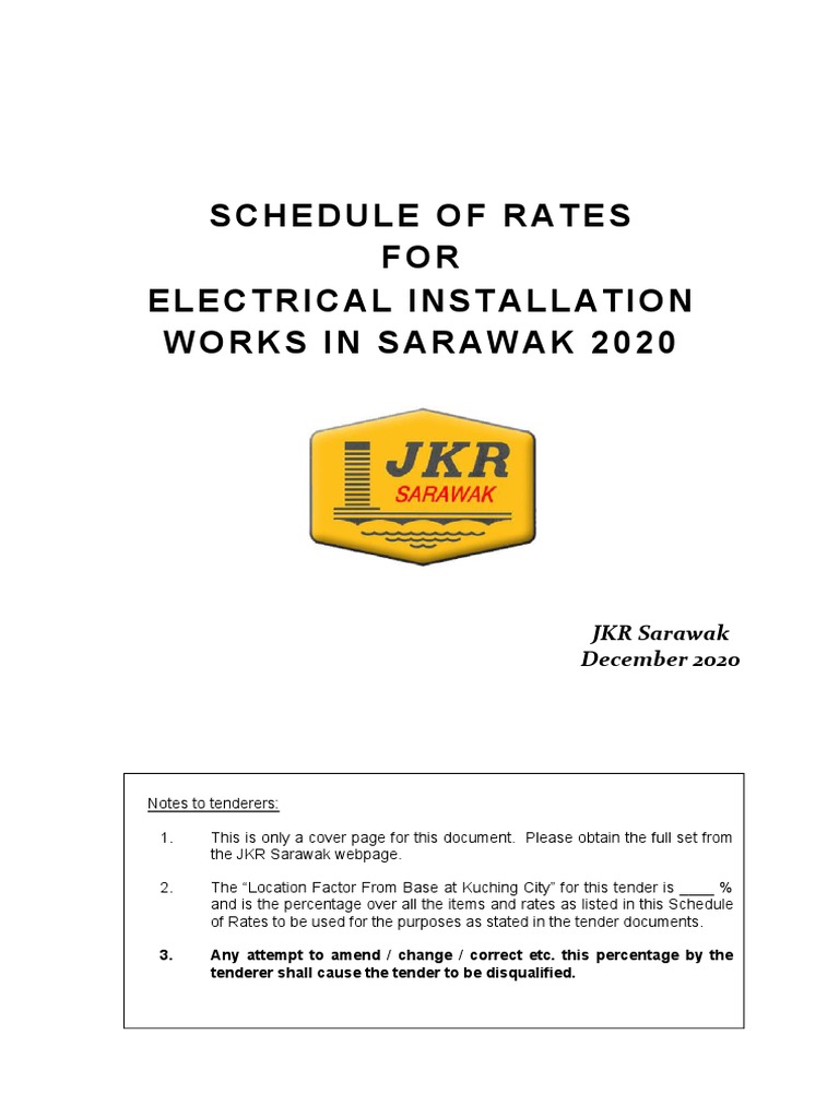 Schedule of Rates For Electrical Installation in Sarawak 2020 | PDF ...