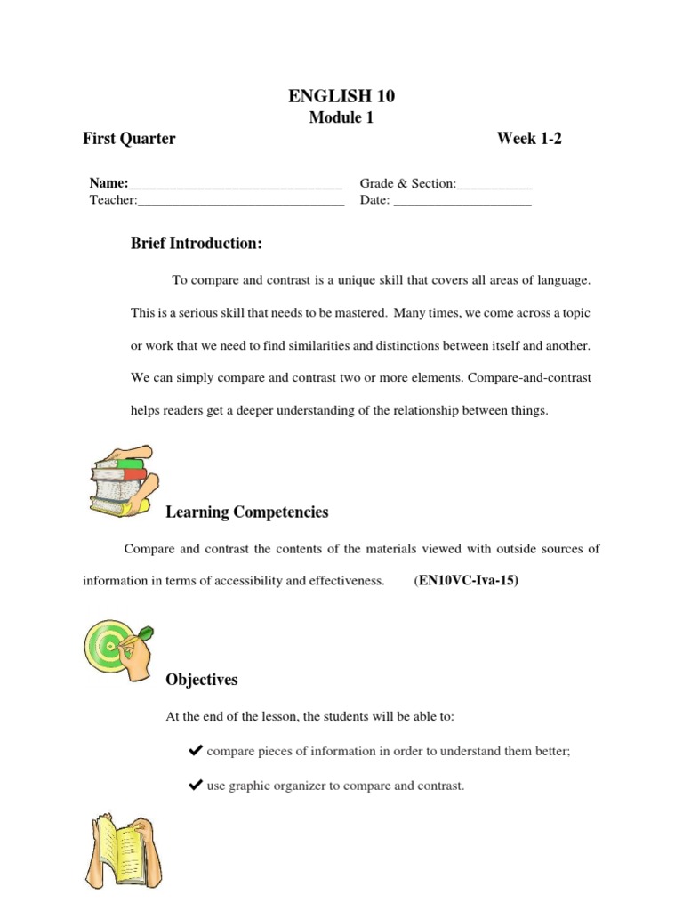 English 10 Module - Q1-Week 1-2 | PDF | Educational Technology | Foods