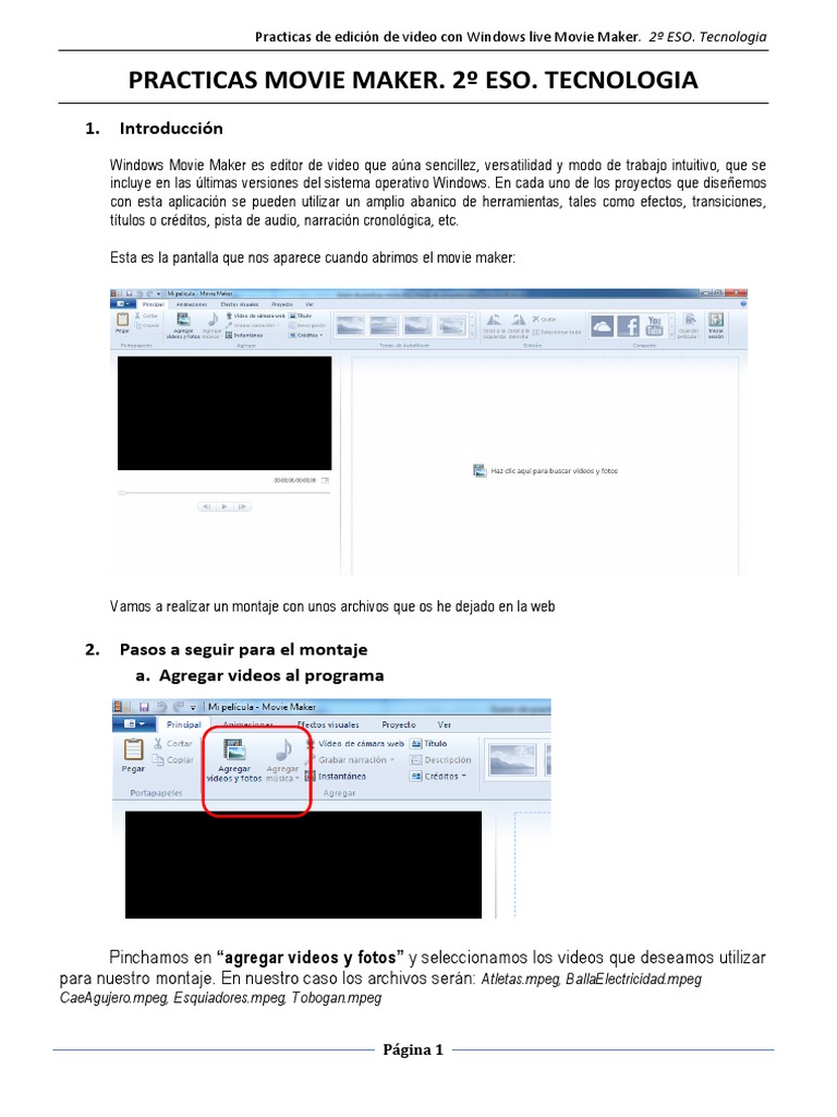 1.PRACTICAS MOVIE MAKER Live | PDF | Informática | Informática y ...