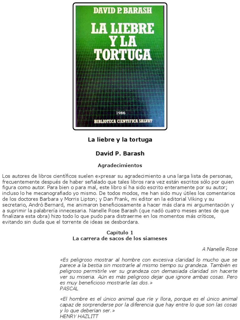 La Liebre y La Tortuga - David P. Barash | PDF | Seleccion natural ...