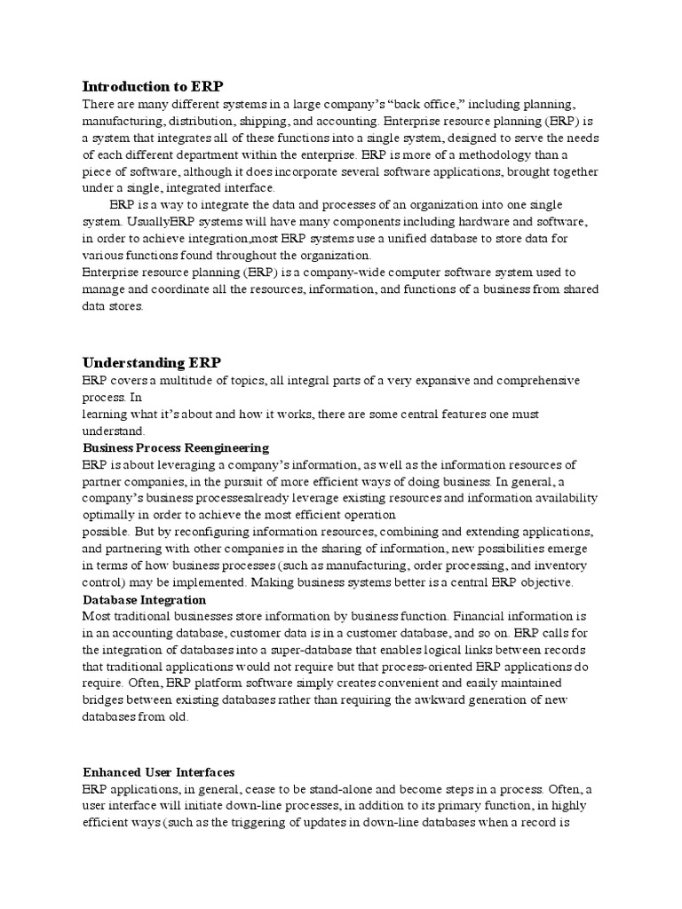 Introduction To ERP: Business Process Reengineering | PDF | Enterprise ...