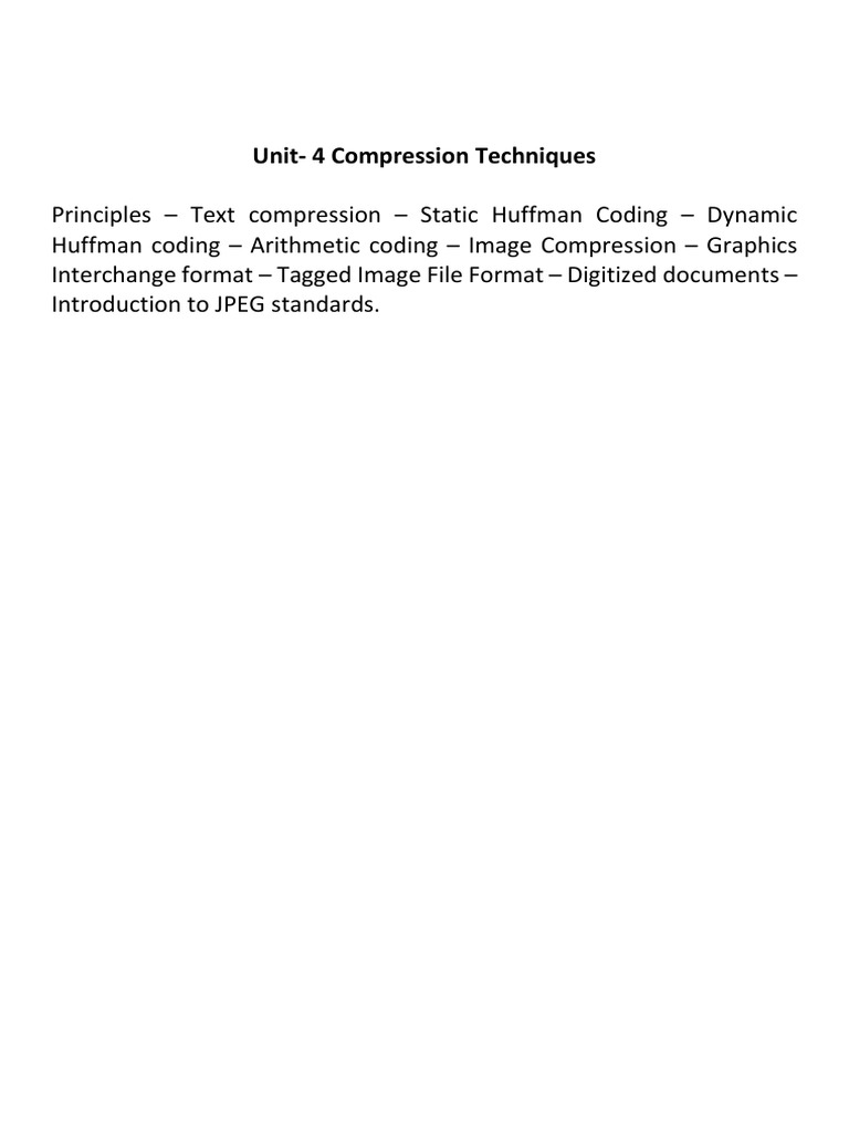 ITC Unit 5 Compression Techniques | PDF