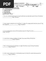 Kinetic and Potential Energy Worksheet Answer Key | PDF | Kinetic ...
