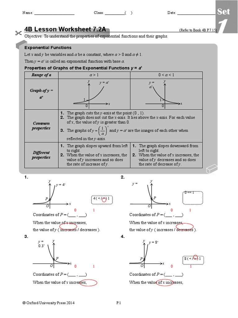 4 B Lesson Worksheet 7.2A | PDF | Exponential Function | Function ...