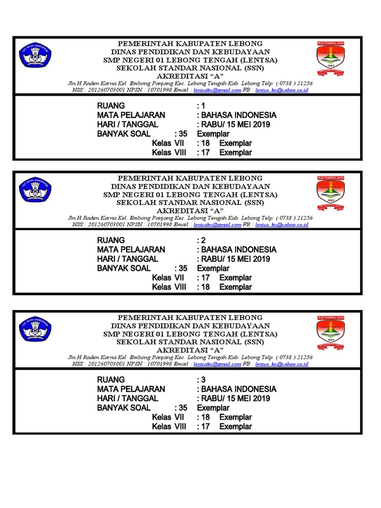 Kop Amplop Soal Rabu | PDF