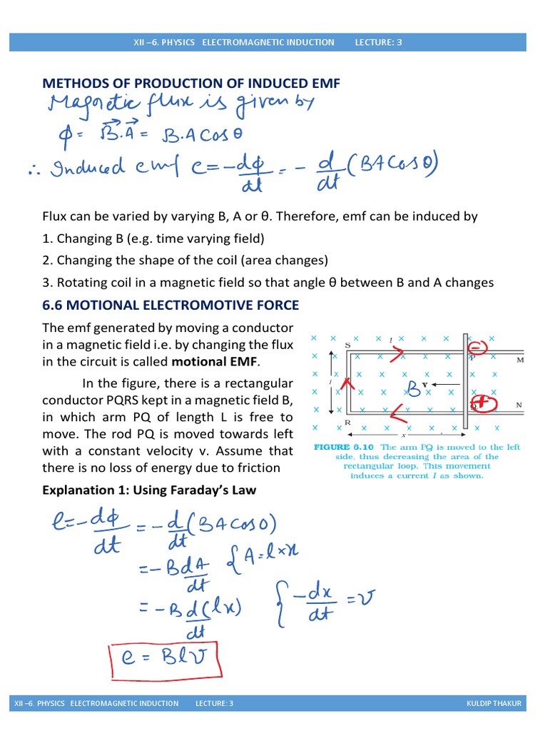 Methods of Production of Induced Emf: Explanation 1: Using Faraday's ...