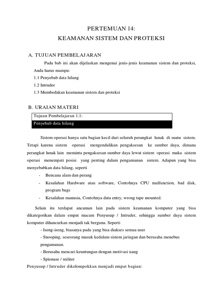 KEAMANAN SISTEM DAN PROTEKSI | PDF
