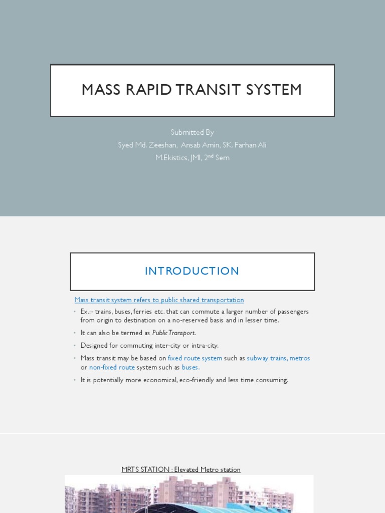 Mass Rapid Transit System Final | PDF | Public Transport | Rapid Transit