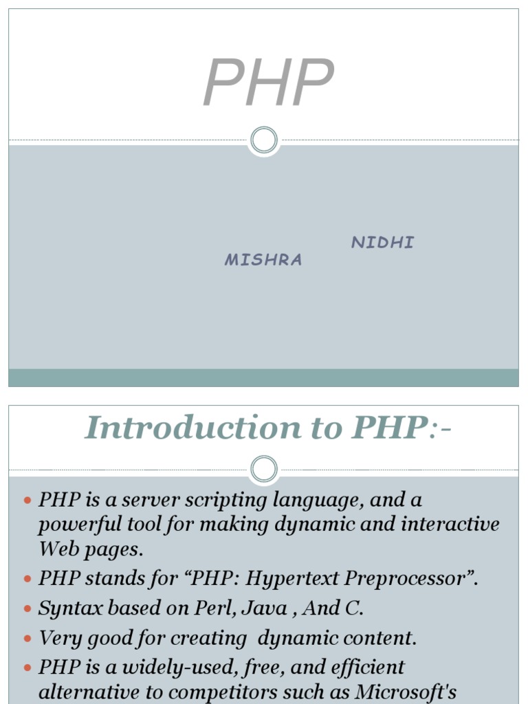 Nidhi Mishra | PDF | Php | Control Flow Nidhi Mishra | PDF | Php | Control Flow