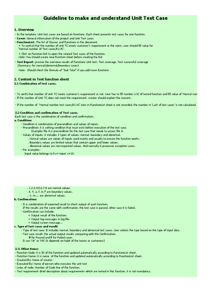 Guideline To Make and Understand Unit Test Case: 1. Overview | PDF ...
