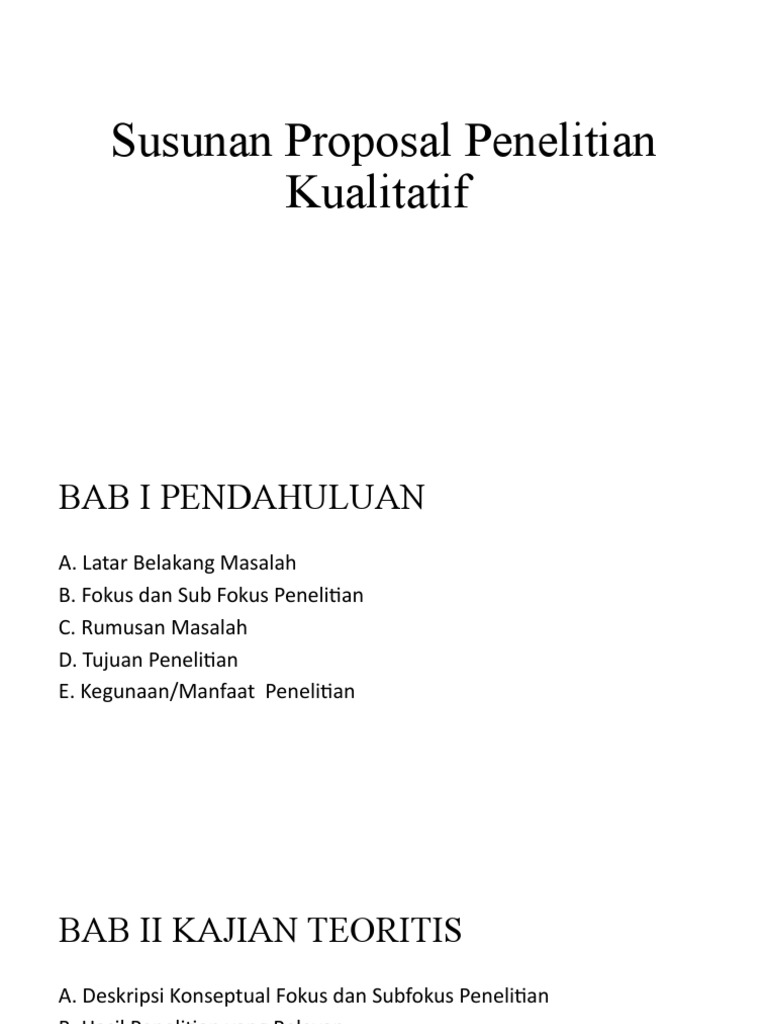 Susunan Proposal Penelitian Kualitatif | PDF