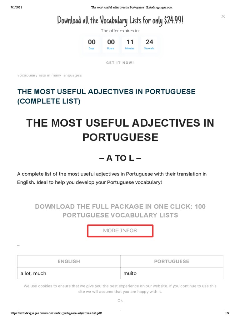 The Most Useful Adjectives in Portuguese | PDF | Computing And ...