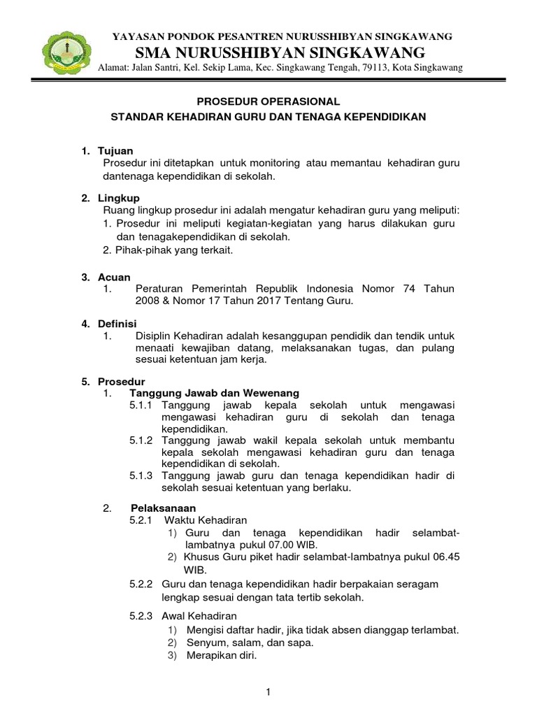 Sop Guru Dan Tendik | PDF