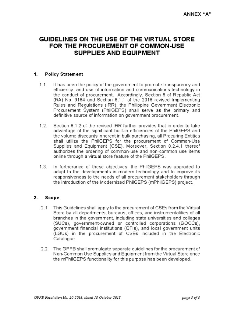 Guidelines On The Use of Virtual Store For The Procurement of CSE | PDF ...