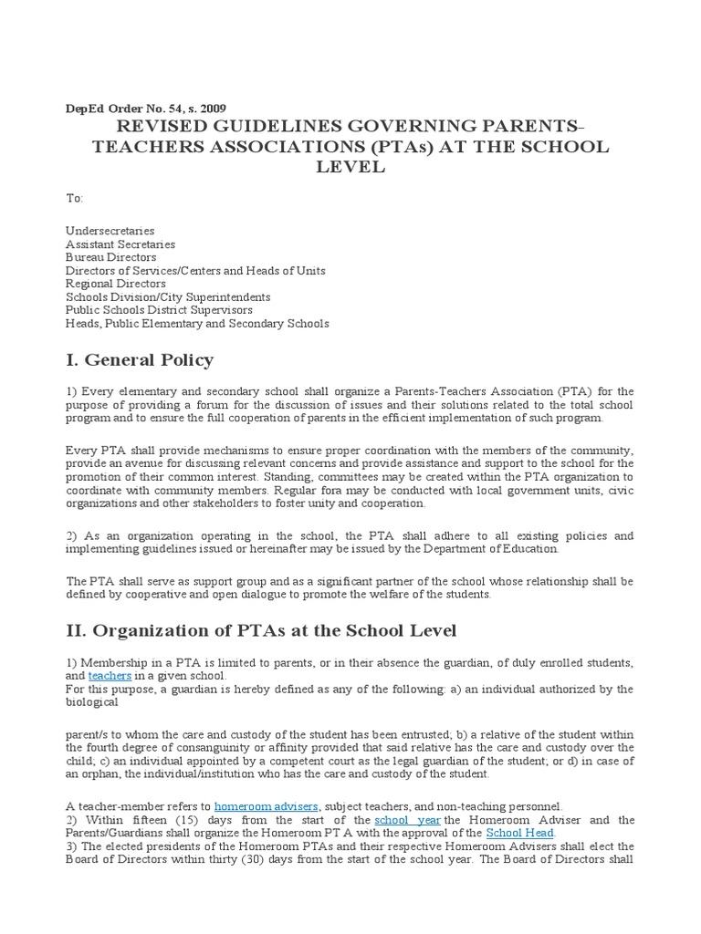 PTA Officers' Roles and Responsibilities | PDF | Government ...