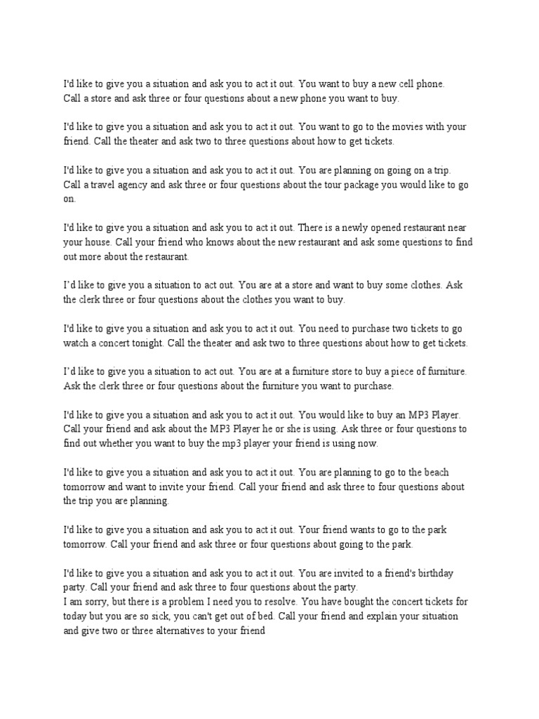 Opic Role Play | PDF