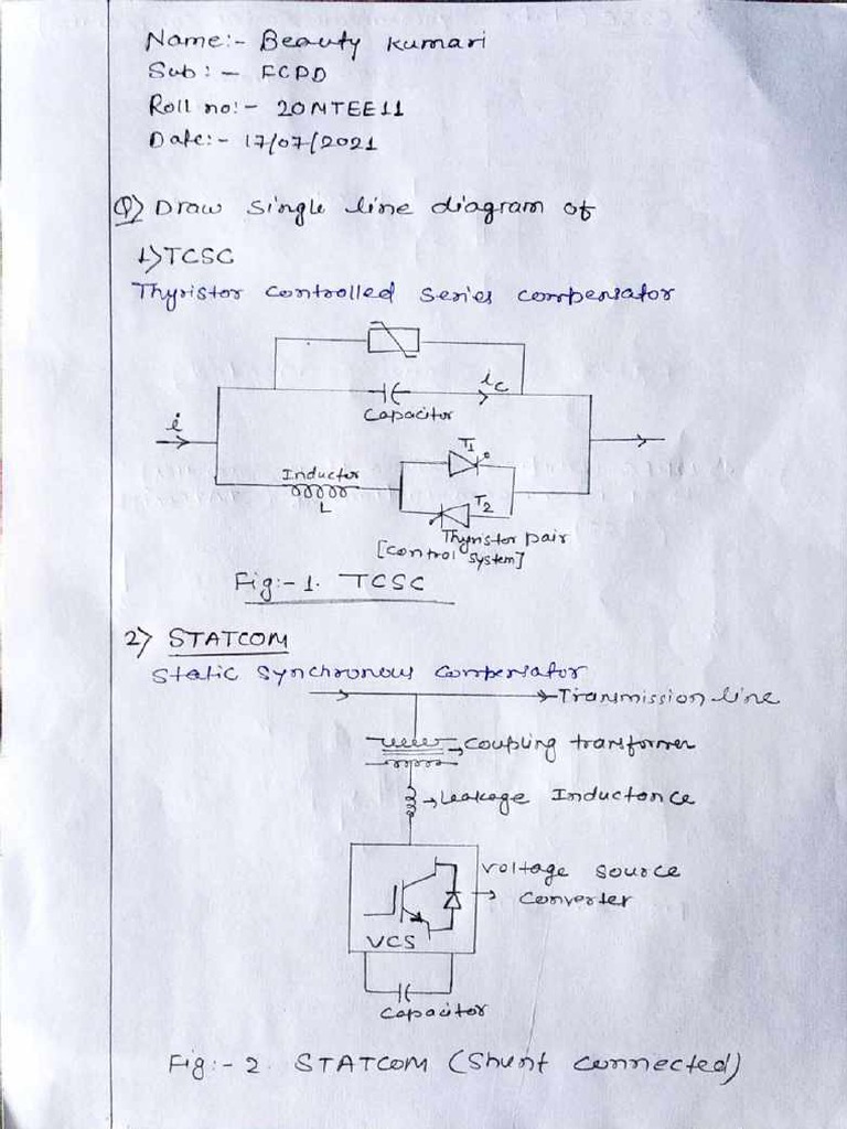 Single Line Diagram Of Tcsc Statcom Sssc Upfc Pdf