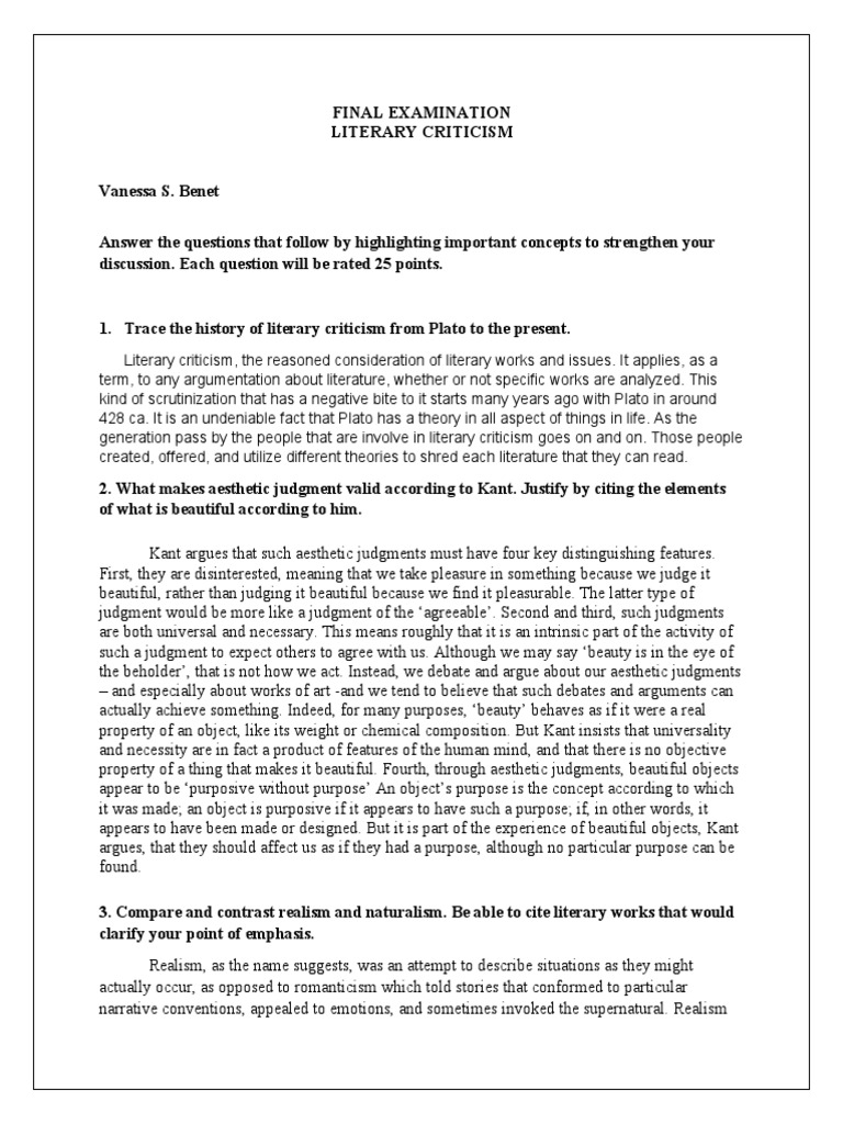Literary Criticism Overview and Theories | PDF | Realism (Arts) | Criticism